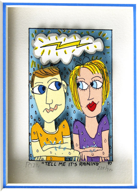 James Rizzi Bilder - TELL ME IT's RAINING - HANDSIGNIERT