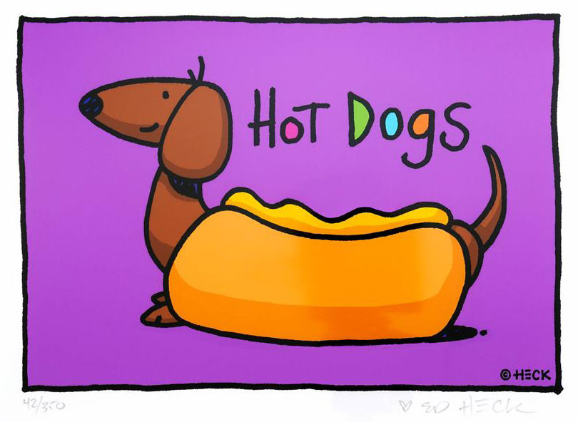 Ed Heck - HOT DOGS - original Grafik handsigniert