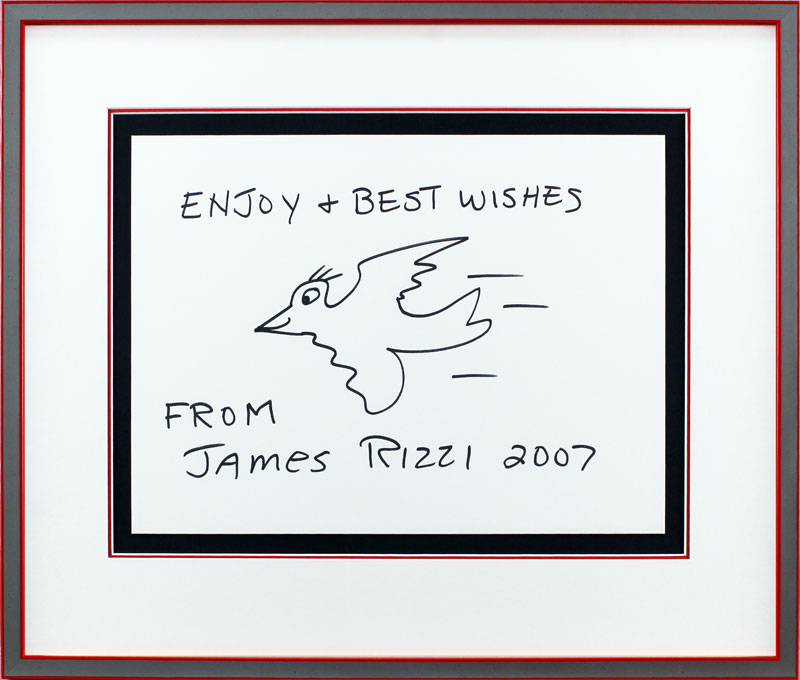James Rizzi - RIZZI BIRD - original Autogramm mit Zeichnung